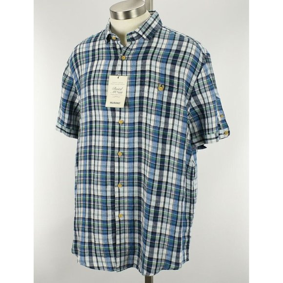 Murano | Shirts | Murano Baird Mcnutt Mens Blue Green Plaid Short ...